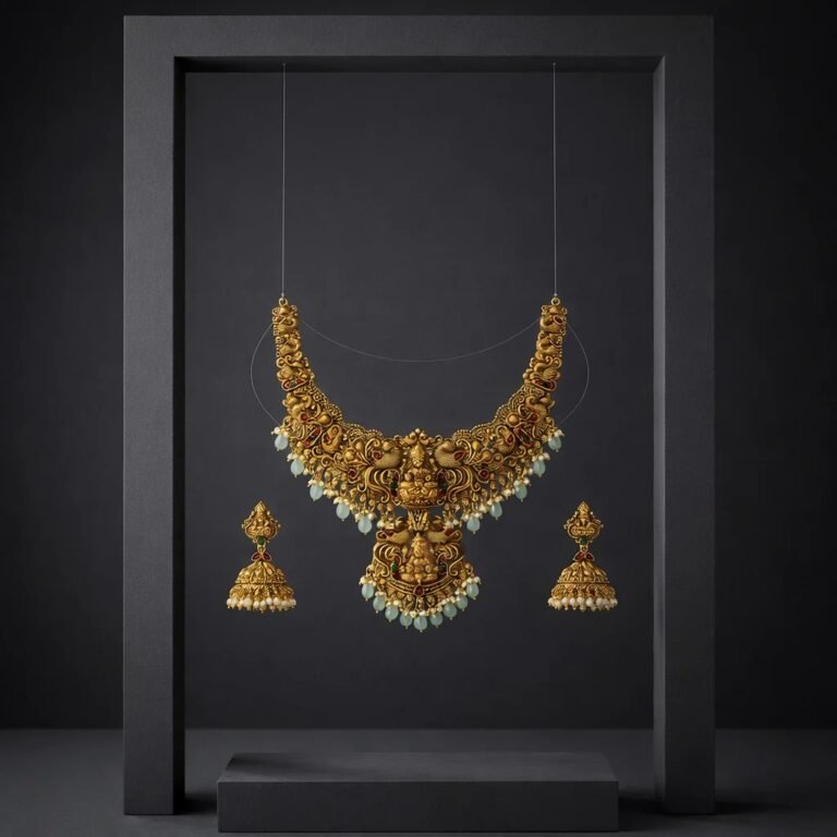 Classic Sri Lakshmi Temple Bridal Necklace Set – Order Now